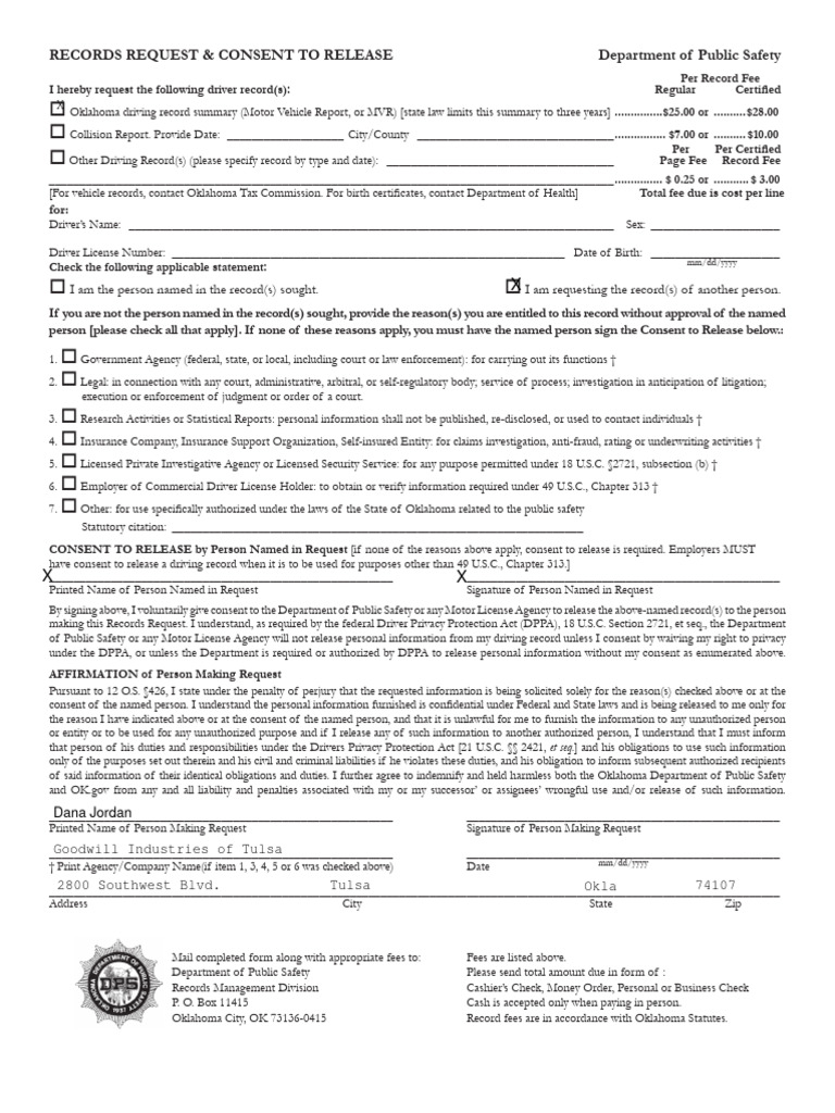 Drivers Records Request 2023 Download Free PDF Title 18 Of The