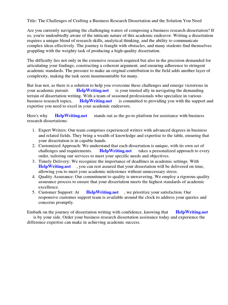 Overcoming Business Dissertation Challenges | PDF | Expert | Advertising
