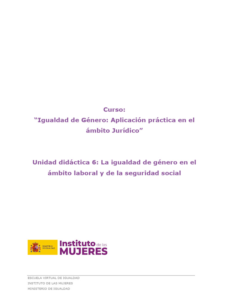 Unidad Didactica 6. La Igualdad de Género en El Ambito Laboral y de La ...
