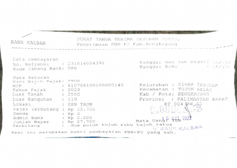 Bukti Pembayaran PBB | PDF