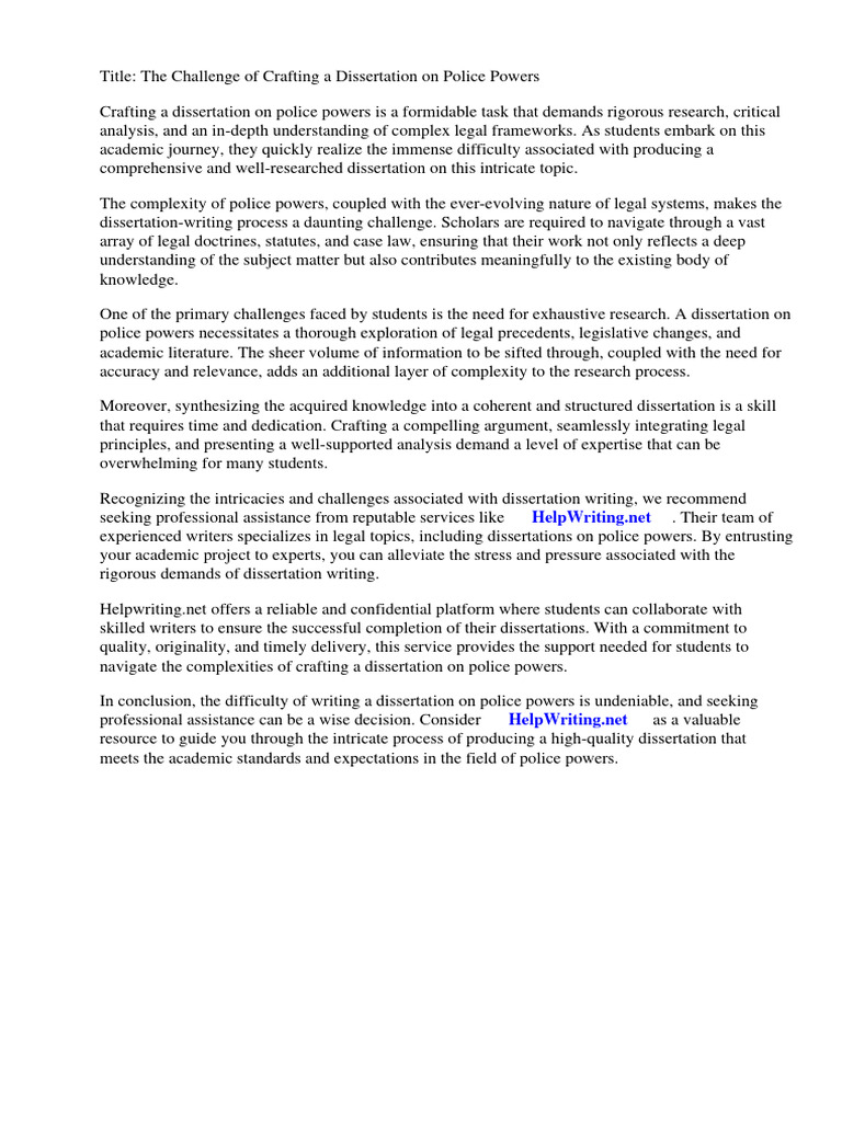 Dissertation On Police Powers | PDF | Arrest | Police