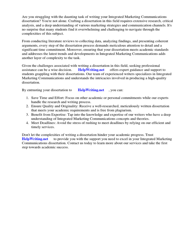 Integrated Marketing Communications Dissertation | PDF | Marketing Communications | Marketing