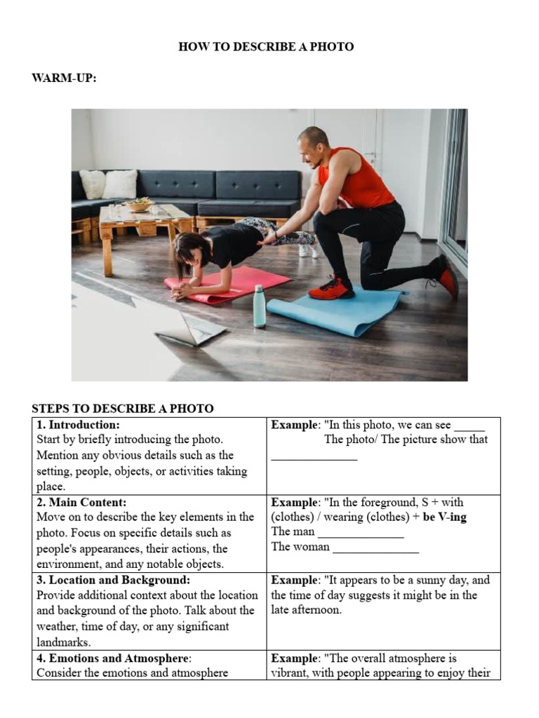 EXTRA-HOW TO DESCRIBE A PHOTO | PDF