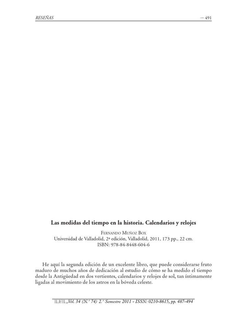 Las Medidas Del Tiempo en La Historia. Calendarios y Relojes | PDF | Hora | Calendario