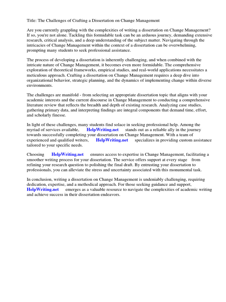 Dissertation Topics Change Management | PDF | Change Management ...