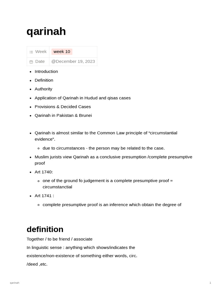 ESC Qarinah | PDF | Islamic Philosophy | Islamic Jurisprudence