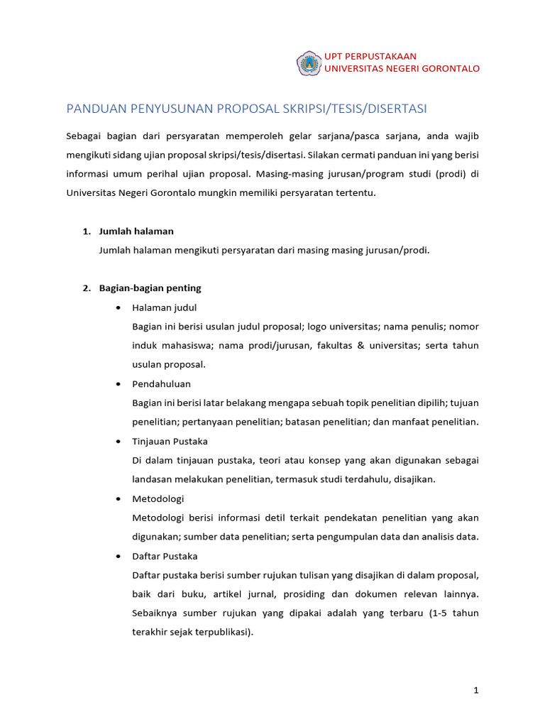 Panduan Penyusunan Proposal Skripsi | PDF