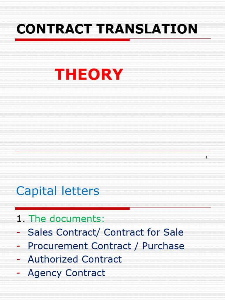 Contract Translation - Theory - To Sts | PDF