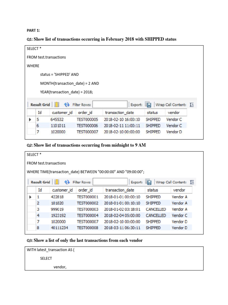 SQL Test passed | PDF