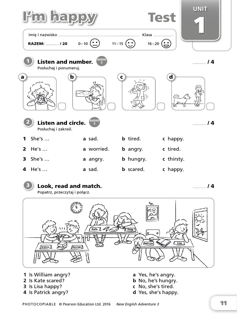 I'm Happy Test Unit 1 | PDF