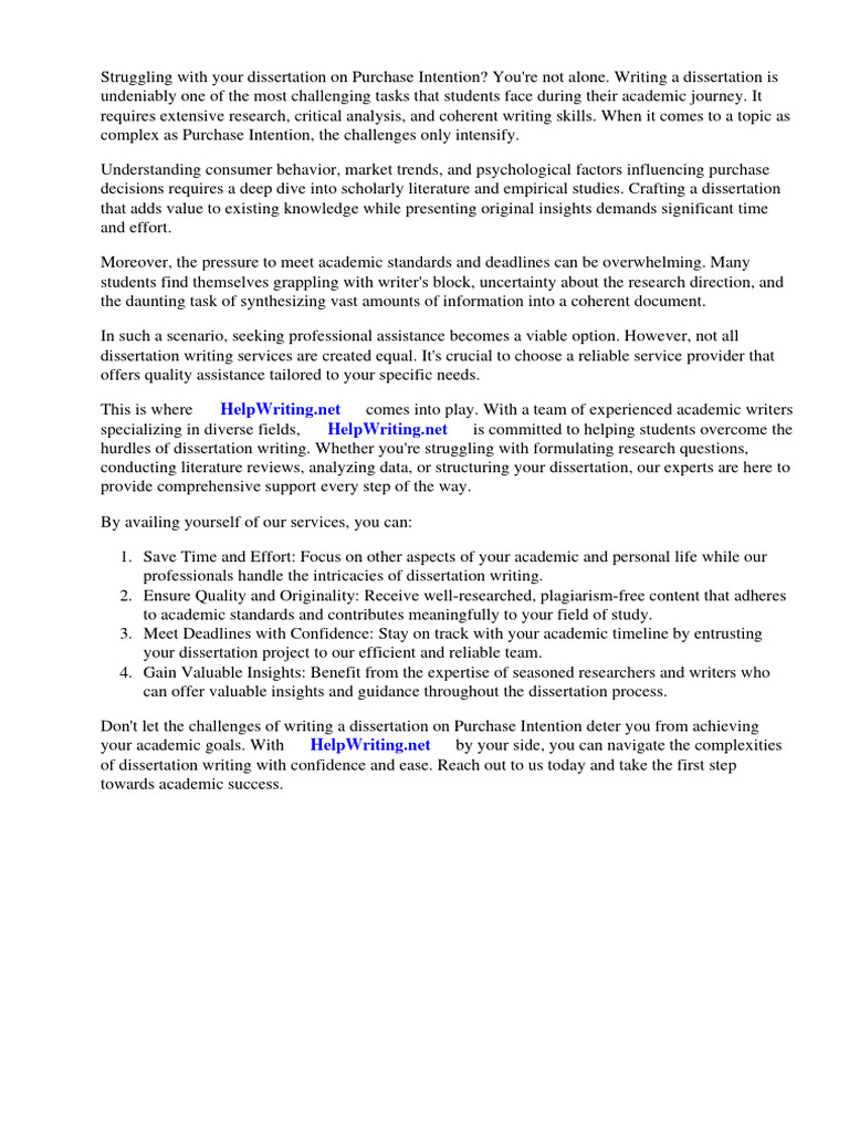 Purchase Intention Dissertation | PDF | Thesis | Online Shopping