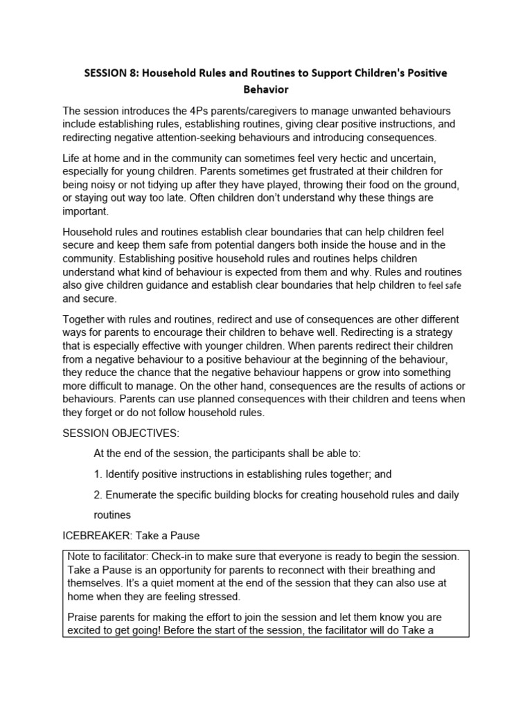 Es and Routines To Support Children S Positive Behavior | PDF ...