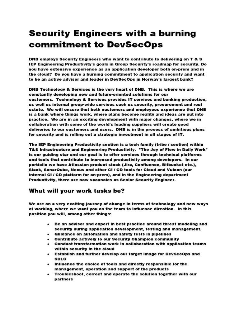 Security Engineer (DevSecOps) (1840) | PDF | Cloud Computing | Computer Security