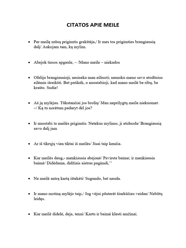 Citatos Apie Meile | PDF