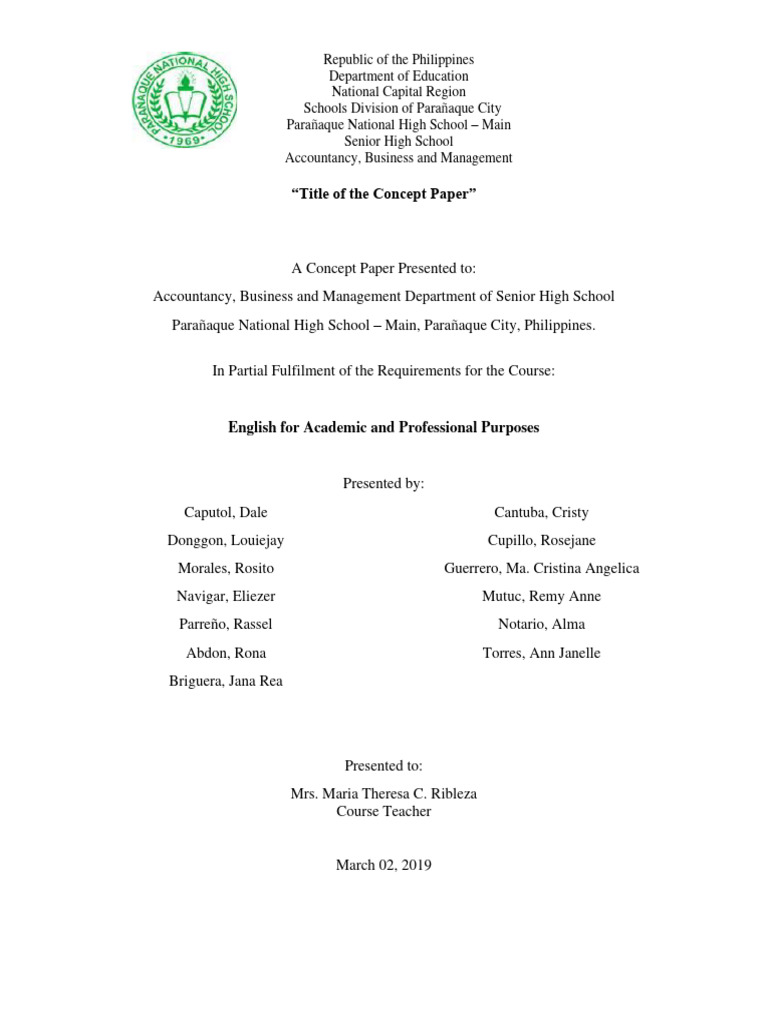 Format of Concept Paper For A Project | PDF