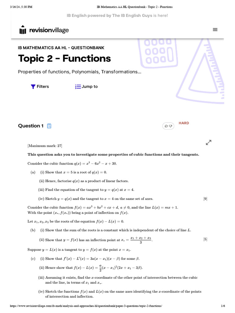 Ib Aahl - Topic 2 p3 - RV Questionbank | PDF | Mathematics ...