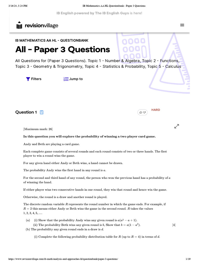 Ib Aahl - All P3 - RV Questionbank | PDF | Function (Mathematics ...