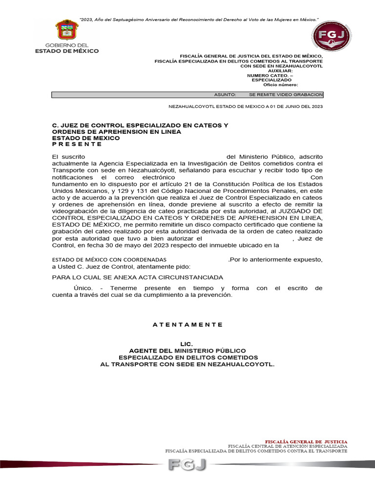 Acta Circunstanciada de Cateo 2023 | PDF | México | Justicia