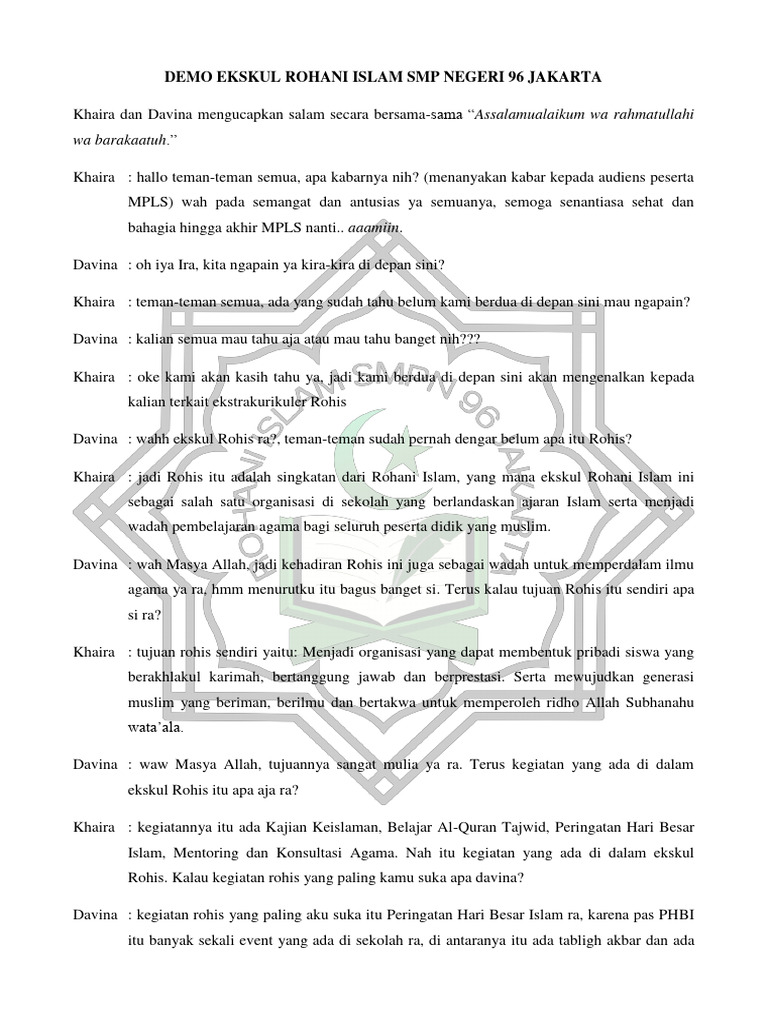 Konsep Penampilan Demo Ekskul Rohis | PDF | Agama & Spiritualitas