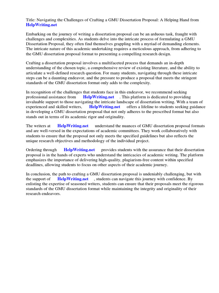 Gmu Dissertation Proposal Format | PDF | Thesis | Advertising