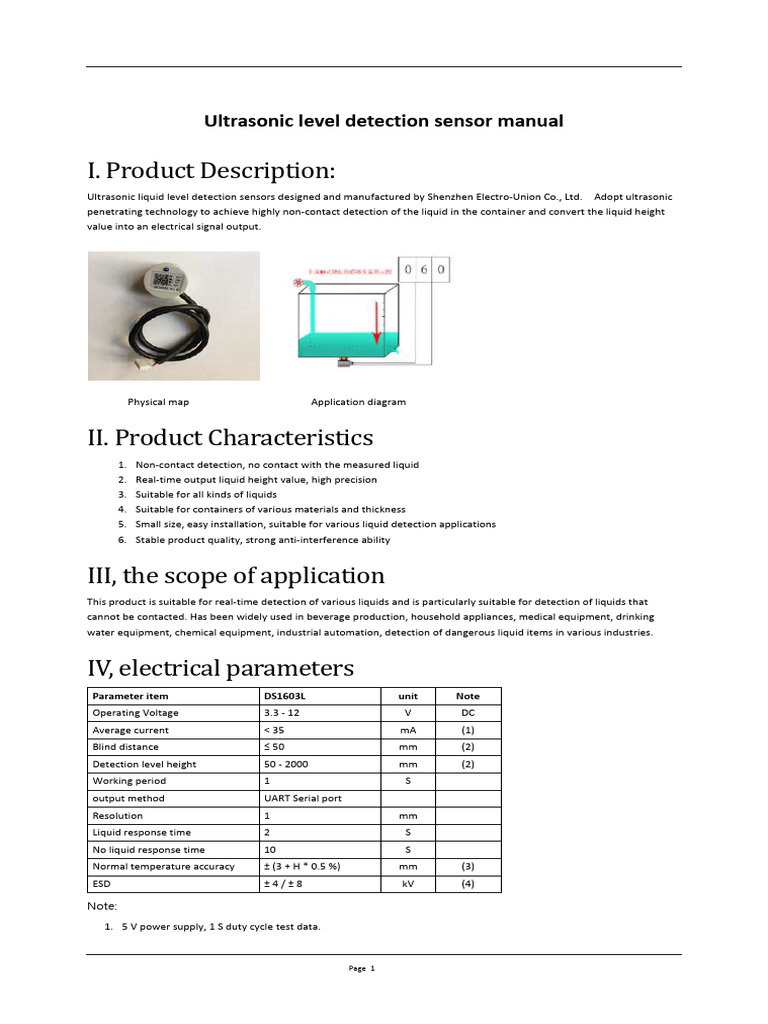 Ultrasonic Liquid Level Serial Specification English | PDF | Sensor ...