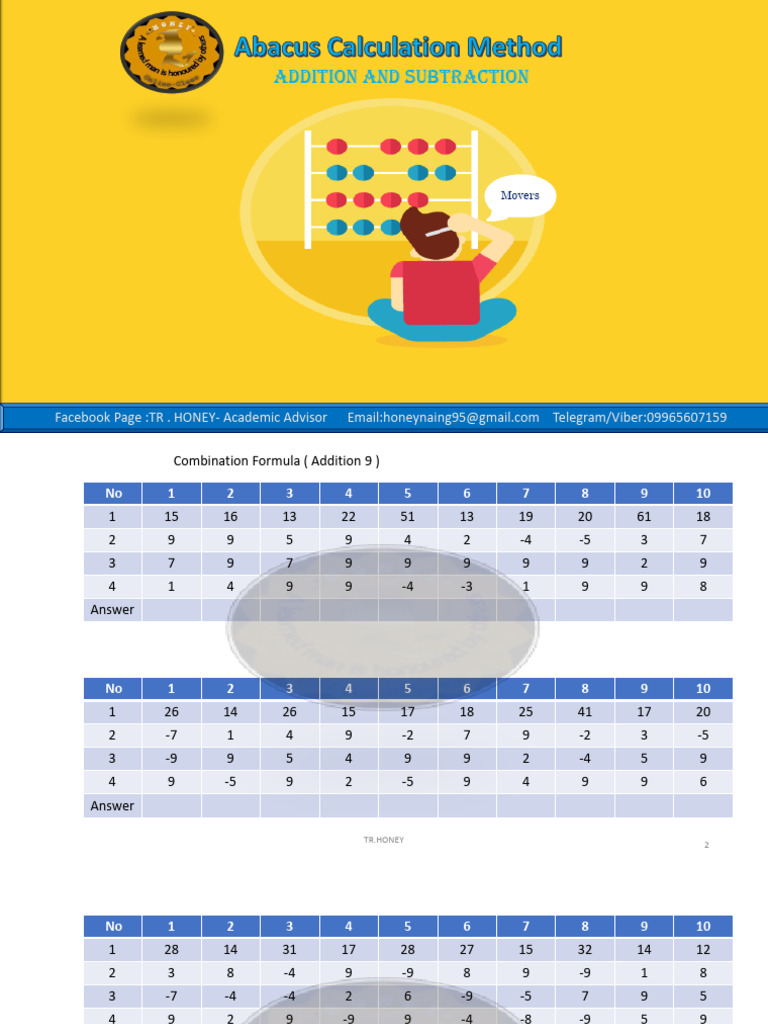 Addition and Subtraction Movers Level | PDF | Elementary Mathematics | Arithmetic