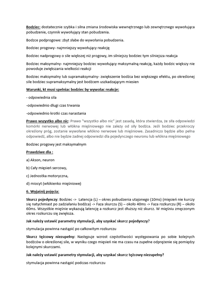 opracowanie-pytań-fizjologia | PDF
