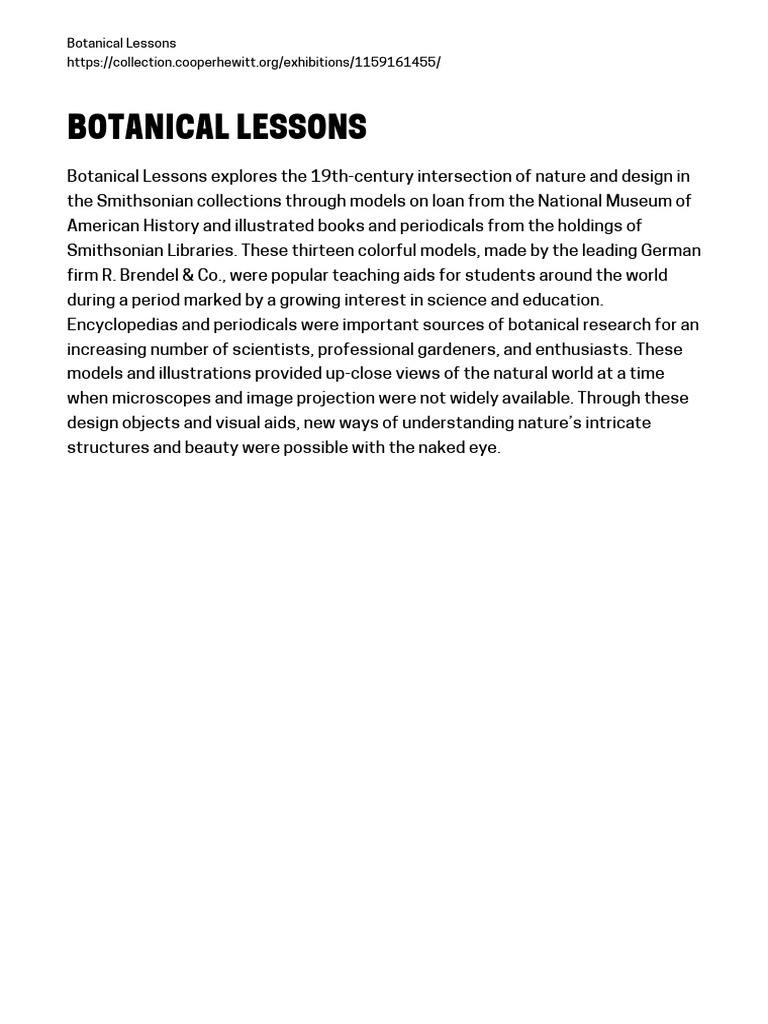 Botanical Lessons - Cooper Hewitt, Smithsonian Design Museum | PDF | Botany