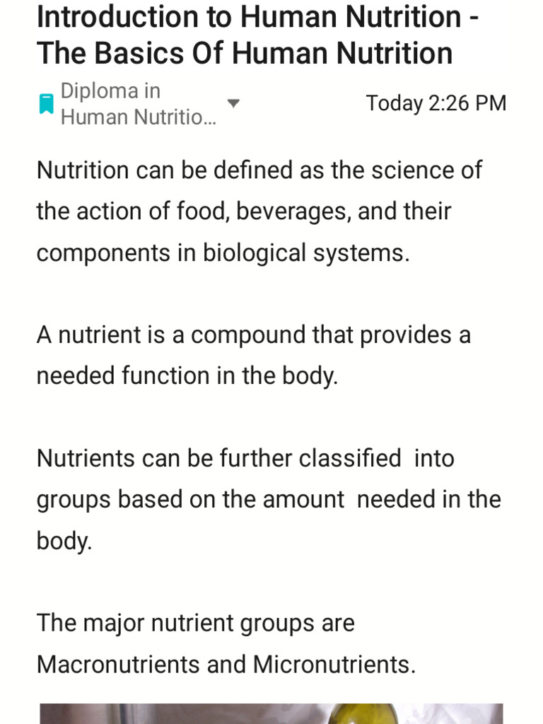 Alison Note (Diploma in Human Nutrition) | PDF | Carbohydrates | Fat