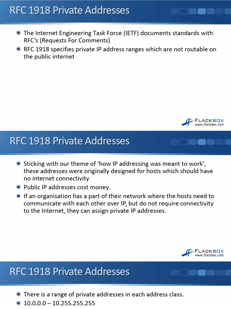 RFC 1918 Private IP Address Ranges | PDF | I Pv6 | Ip Address