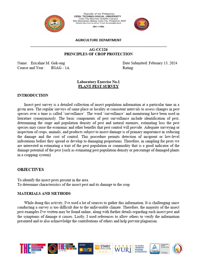 Laboratory-Exercise-No.-1-Plant-Pest-Survey 2 - Ericaline M. Gok - Ong ...