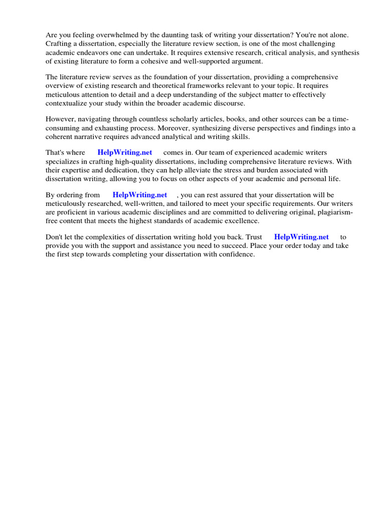 Sample Literature Review Dissertation | PDF