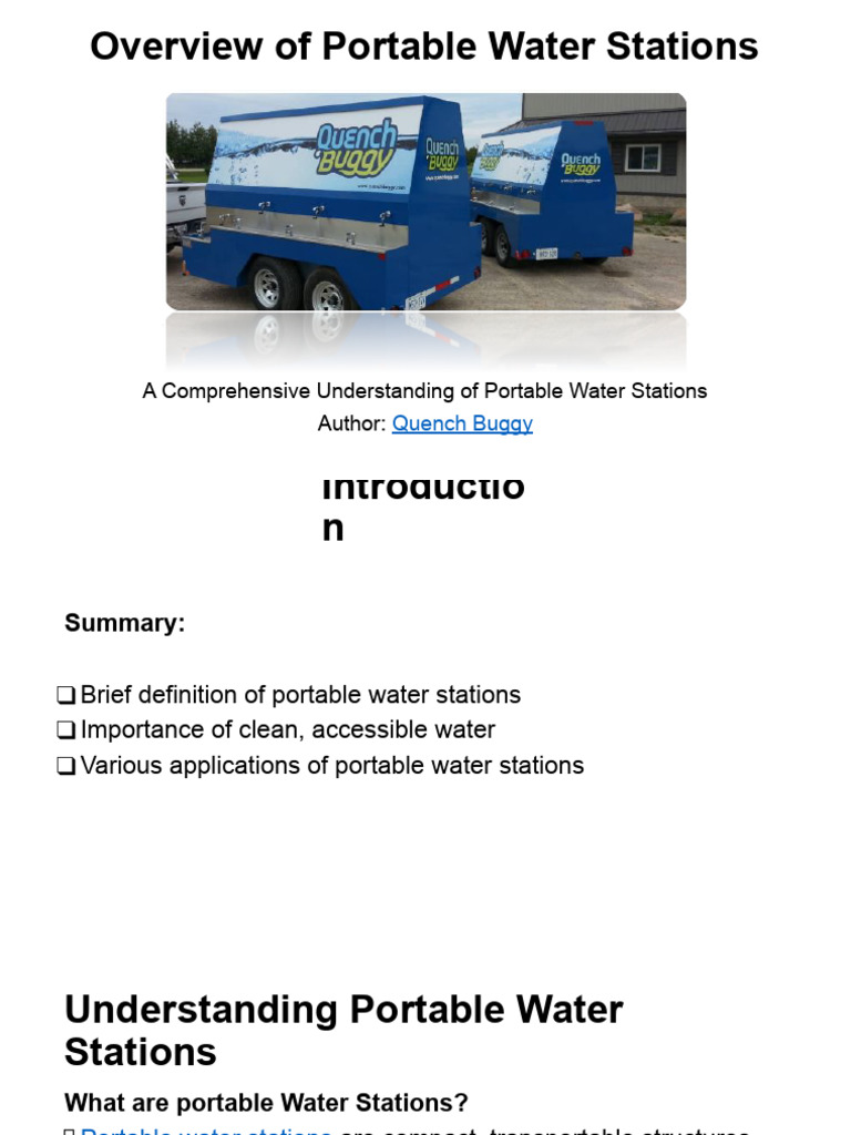 Overview of Portable Water Stations.pptx | PDF | Water | Drinking Water
