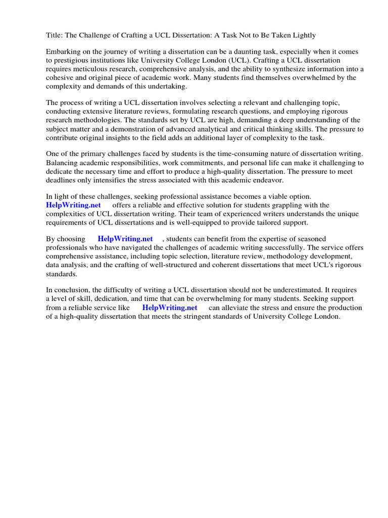 Ucl Dissertation Sample | Download Free PDF | Thesis | Methodology