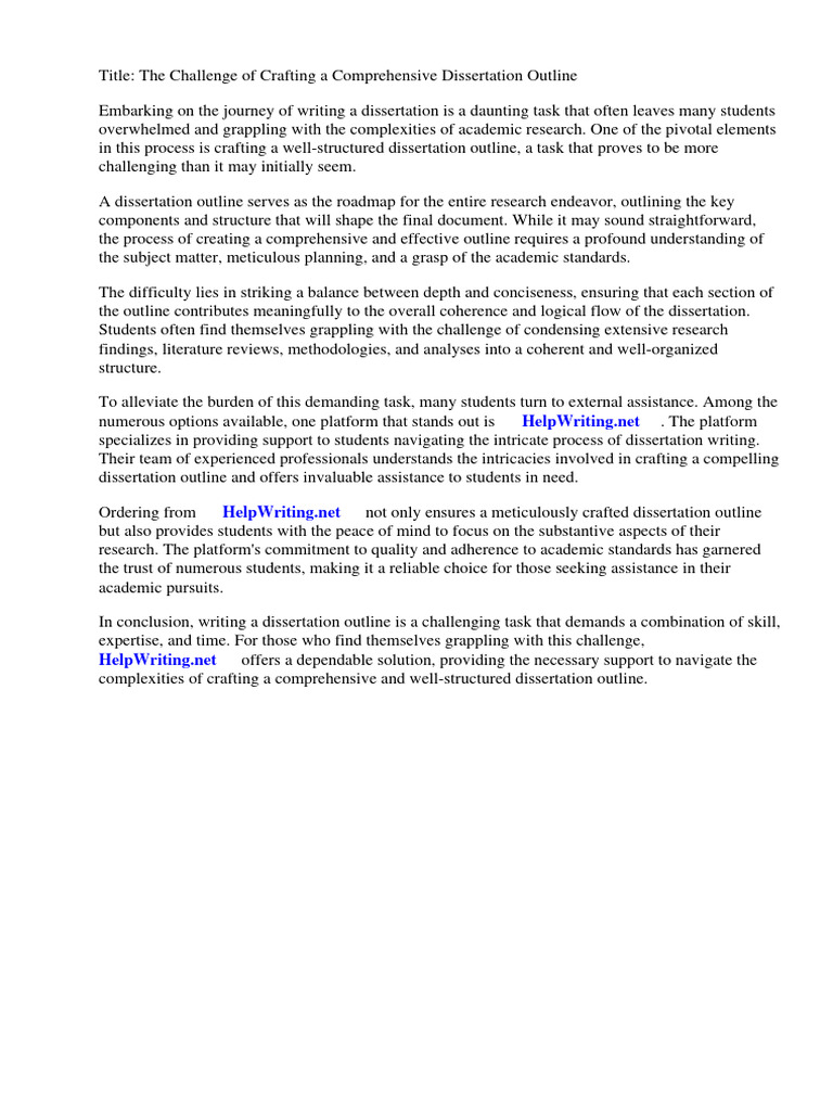 How To Write A Good Dissertation Outline | Download Free PDF | Thesis ...