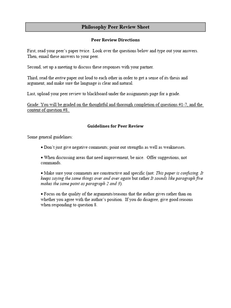 Peer Review Sheet | PDF | Reason | Argument