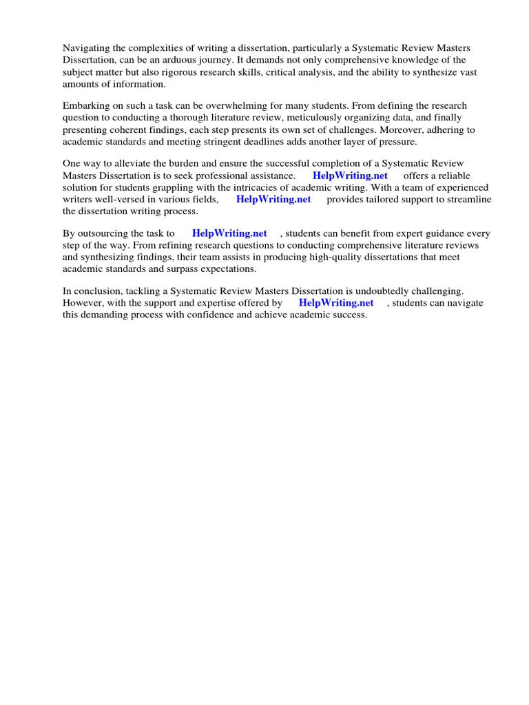 Systematic Review Masters Dissertation | PDF | Systematic Review | Meta Analysis