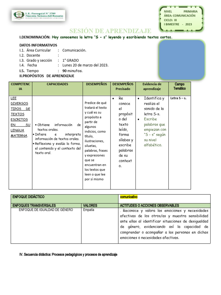 SESIÓN LETRA S - S 023 | PDF