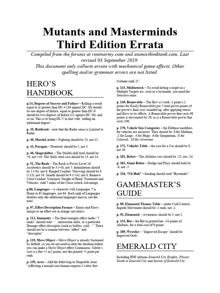 Mutants and Masterminds 3e Errata | PDF | License | Trademark