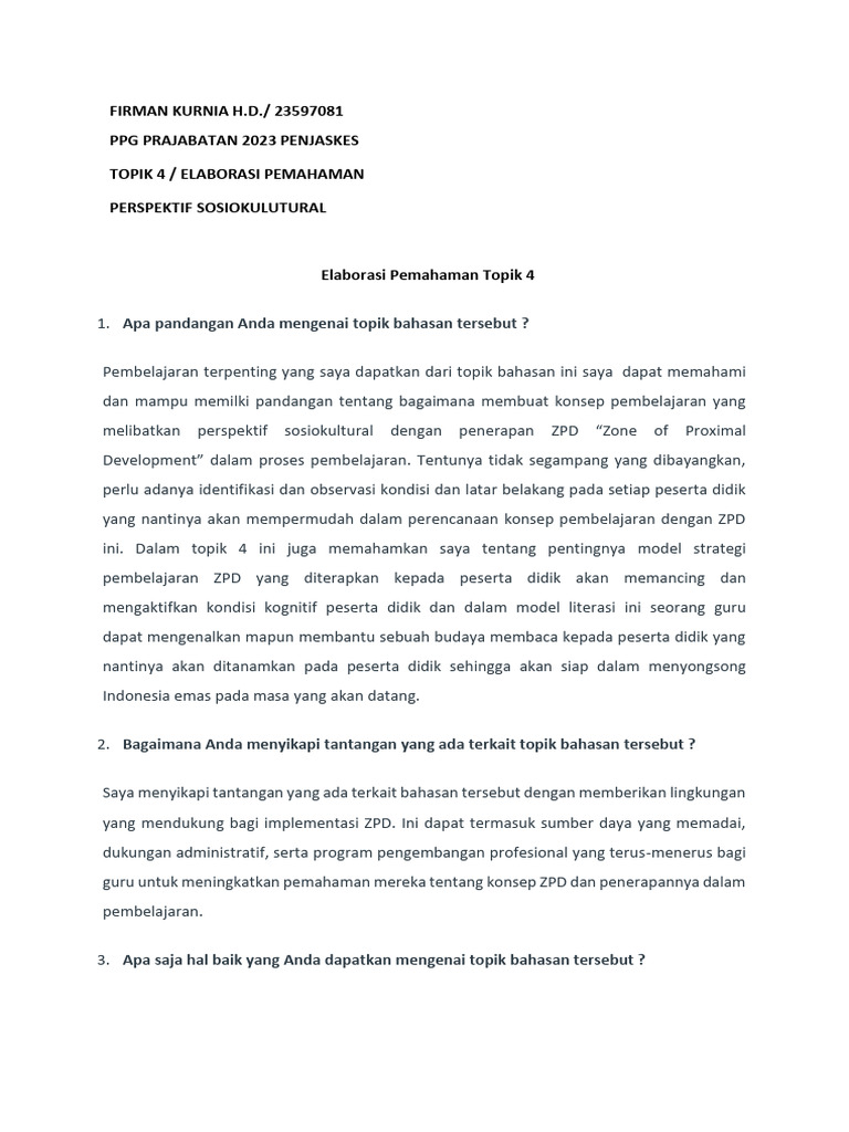 T4 Elaborasi Pemahaman | PDF