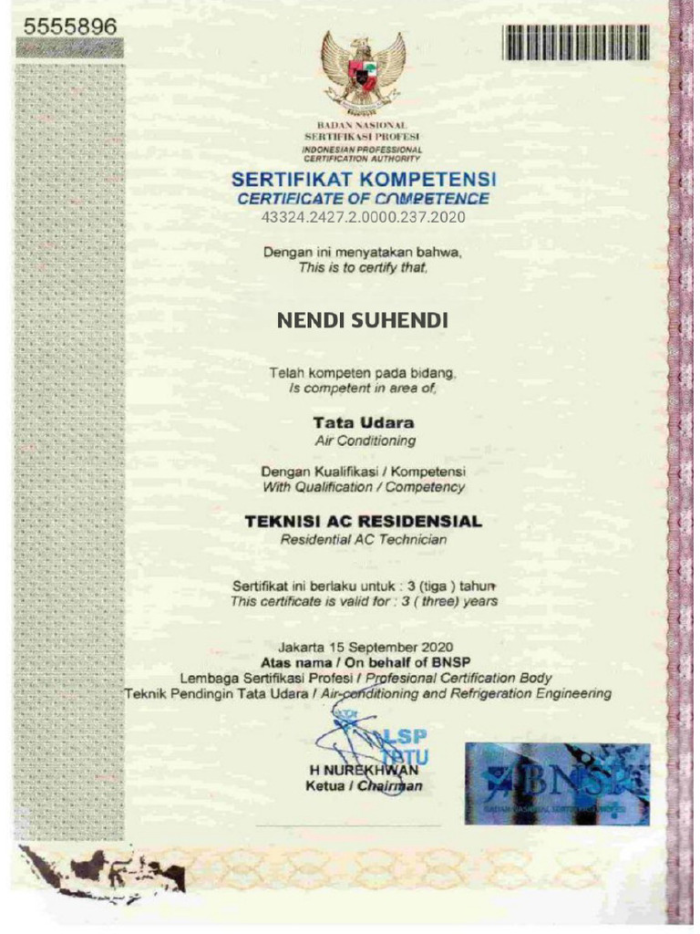 Sertifikat BNSP | PDF