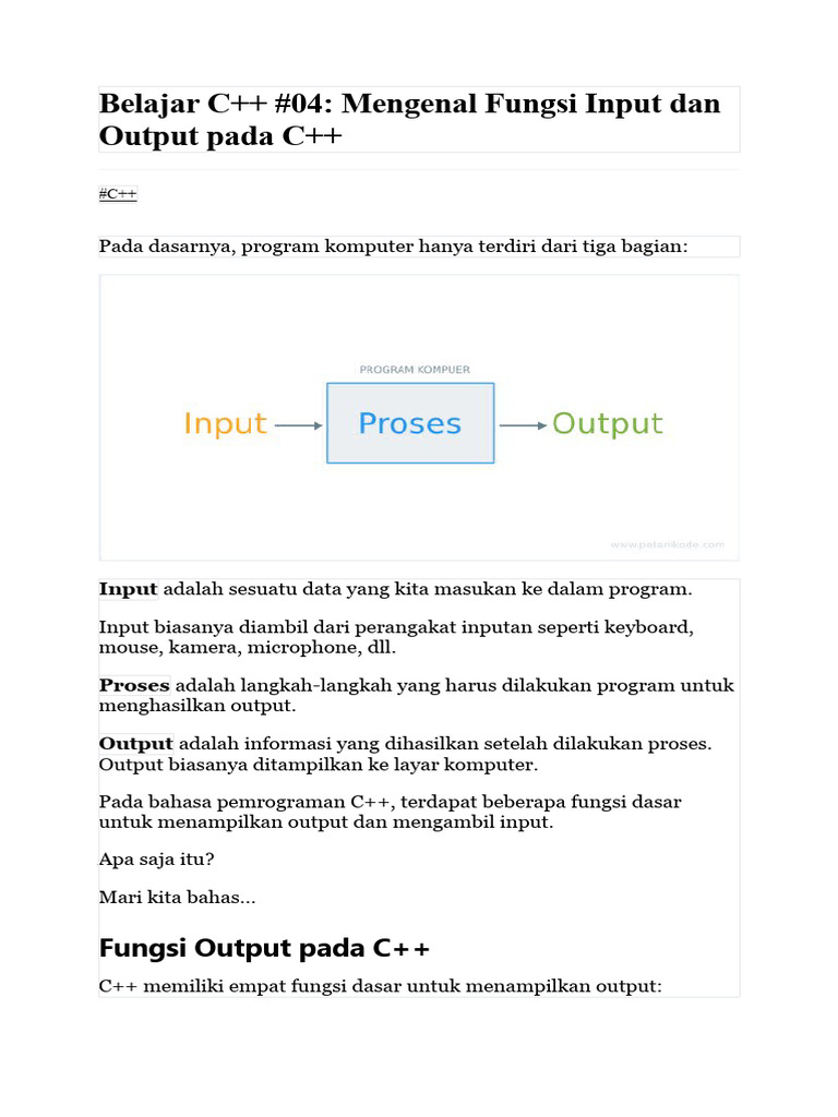 Fungsi Input Dan Output C++ | PDF
