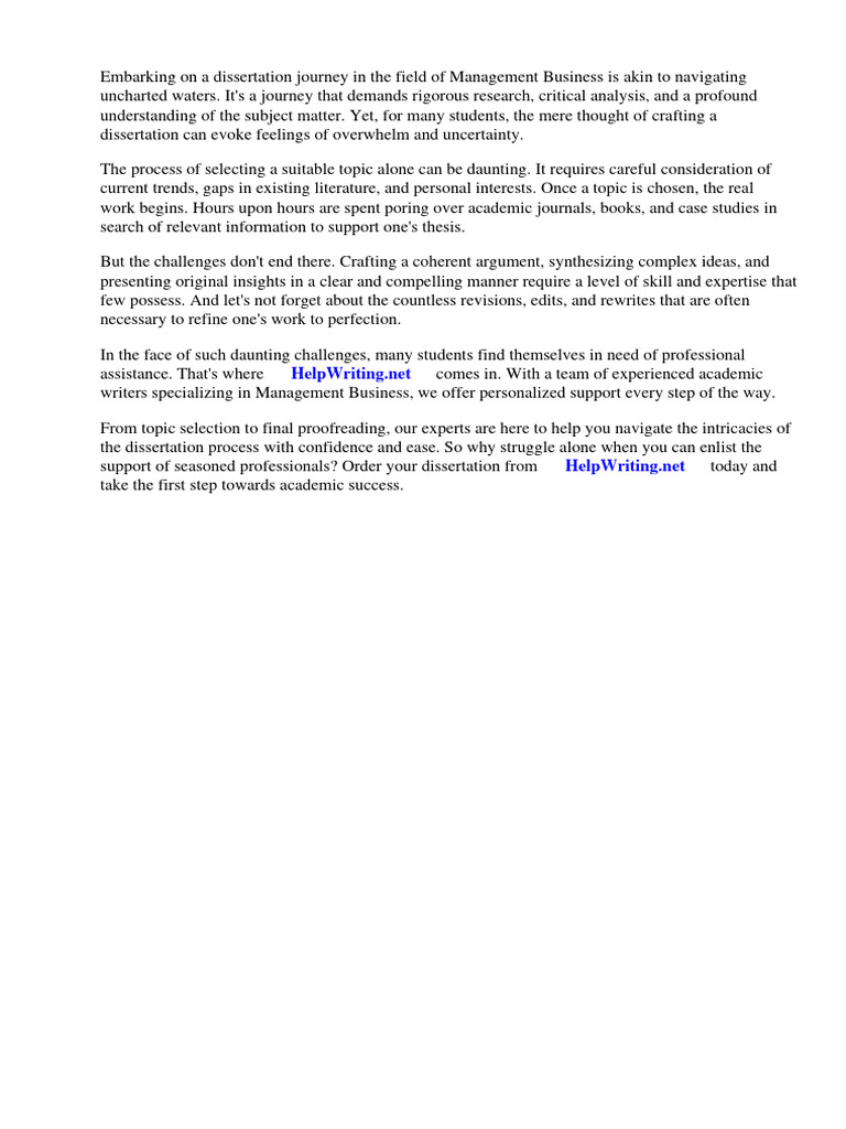 Dissertation Topics Management Business | PDF | Banks | Thesis