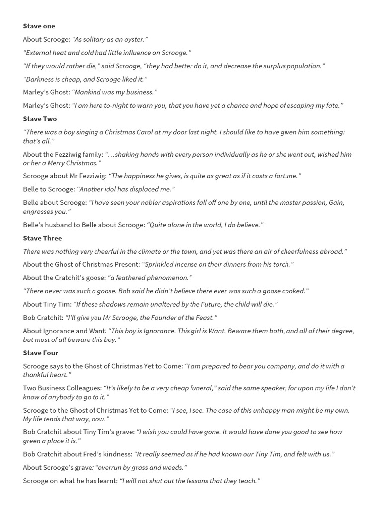 Key Quotes 1 | PDF | Ebenezer Scrooge | Tiny Tim (A Christmas Carol)