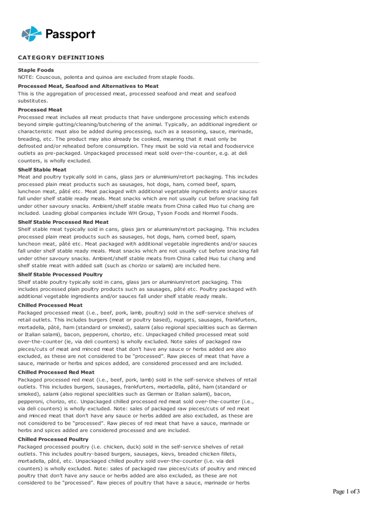 Staple Foods Definitions | PDF | Sausage | Hamburgers
