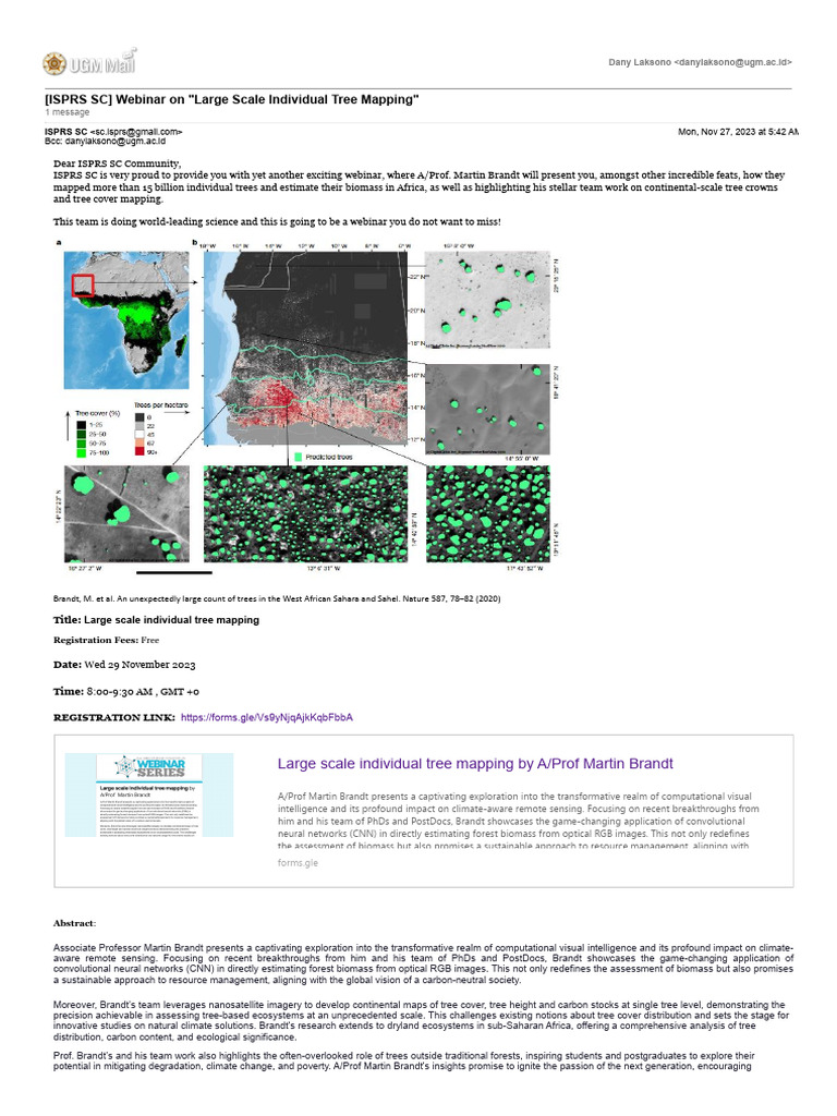 (ISPRS SC) Webinar On - Large Scale Individual Tree Mapping | PDF | Earth Sciences | Natural ...