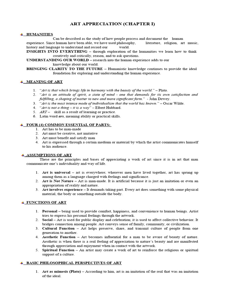 Art Appreciation | PDF | The Arts | Experience
