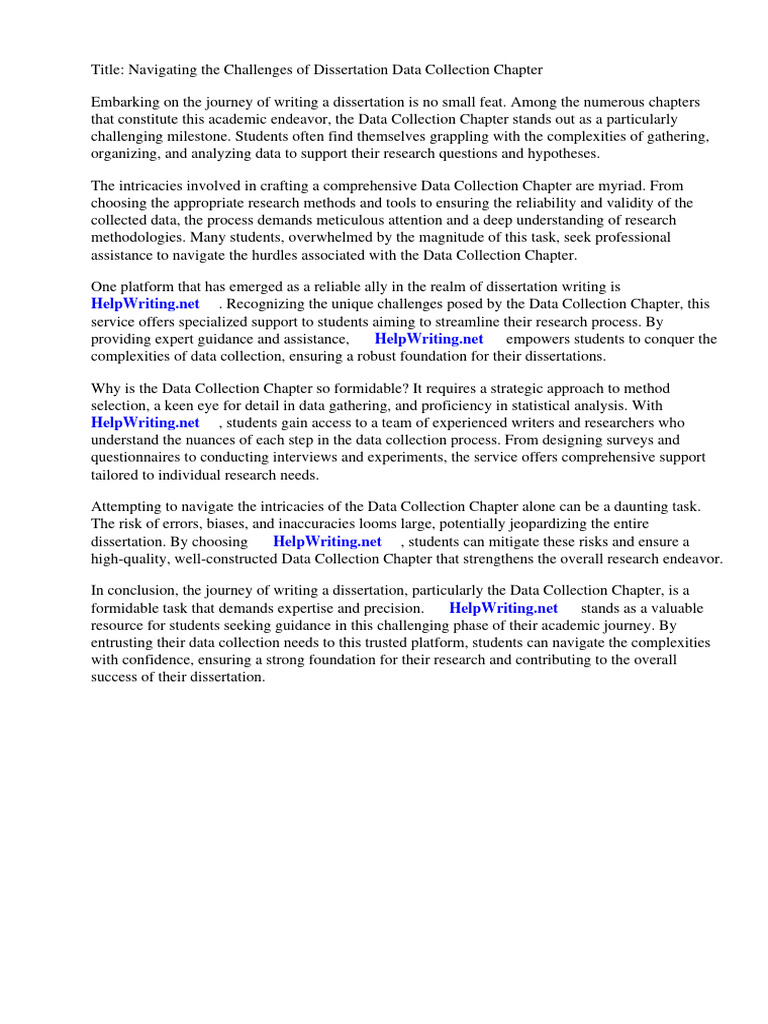 Dissertation Data Collection Chapter | PDF | Methodology | Data Collection