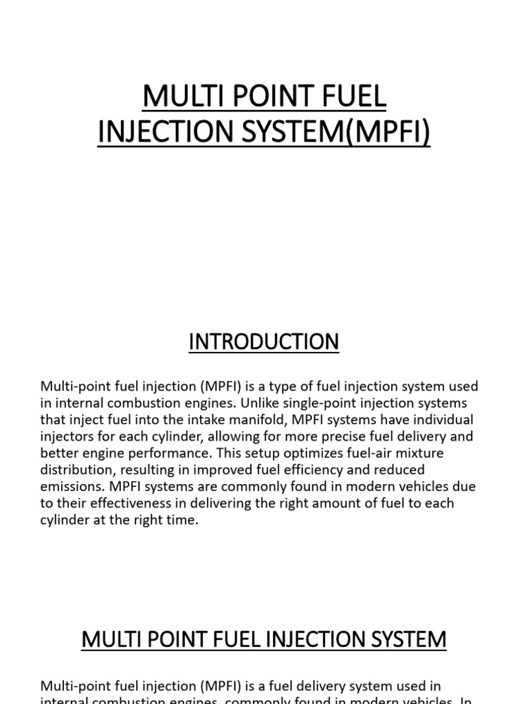 MULTI POINT FUEL INJECTION SYSTEM(MPFI) | PDF | Fuel Injection ...