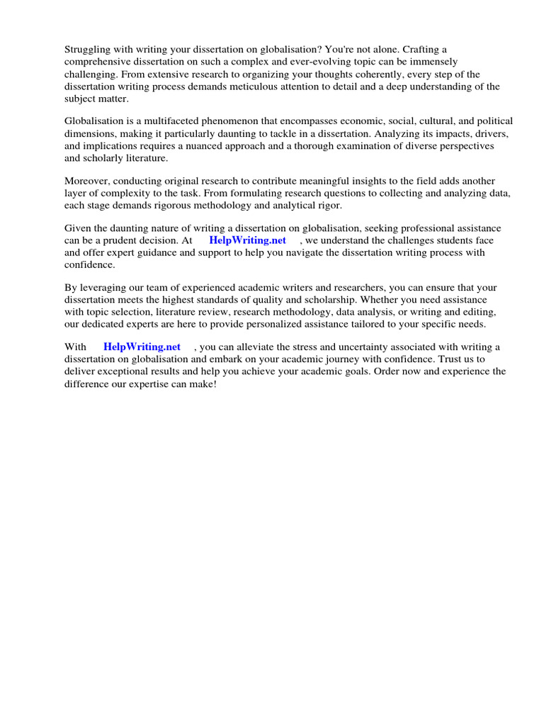 Globalisation Dissertation Examples | PDF | Globalization | Methodology